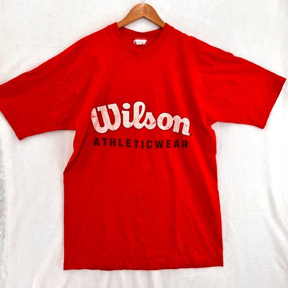 Wilson | Shirts | Vintage Wilson Athletic Wear Red Retro Spellout ...